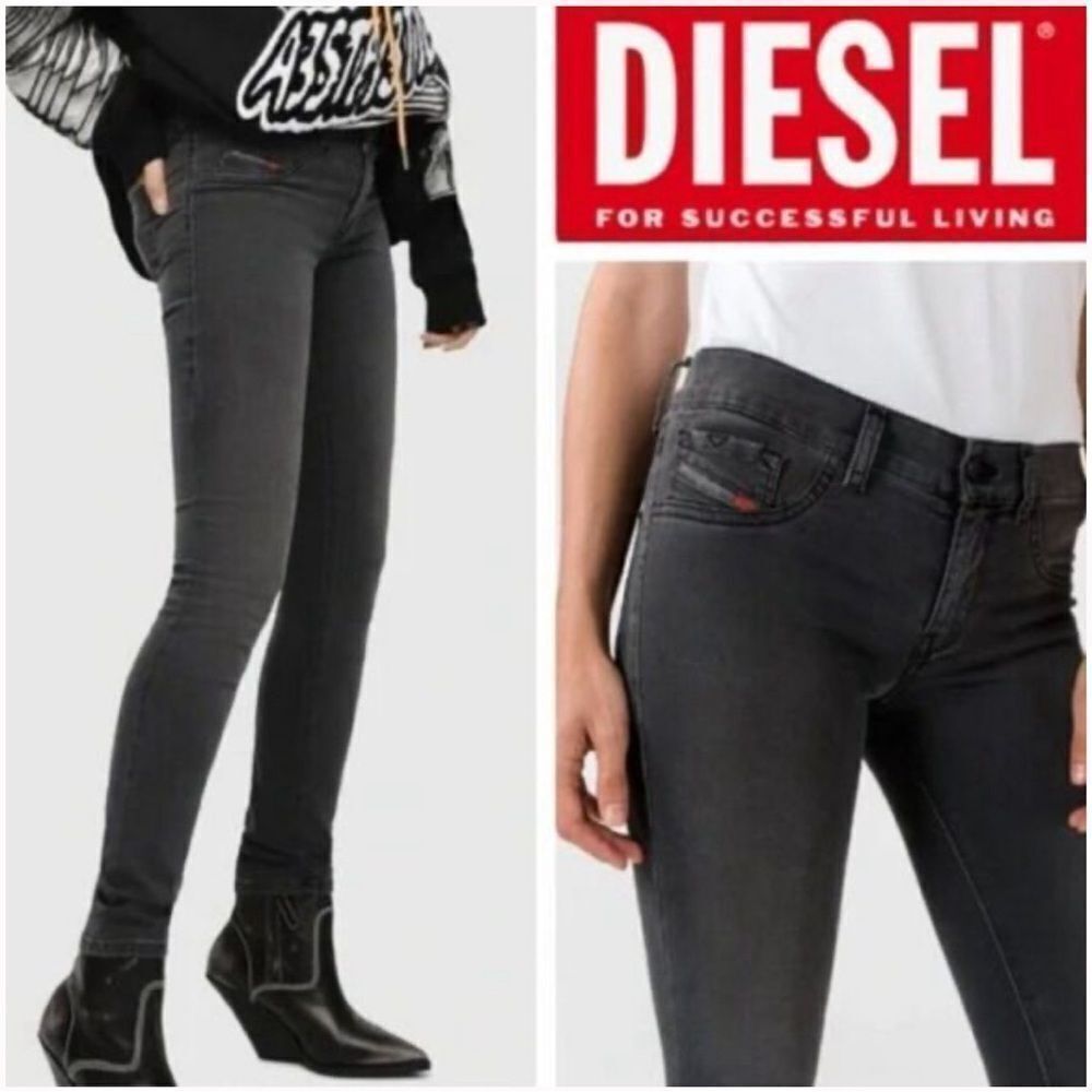 Diesel Livier Black Gray Super Slim Jegging Jeans 28 … - Gem